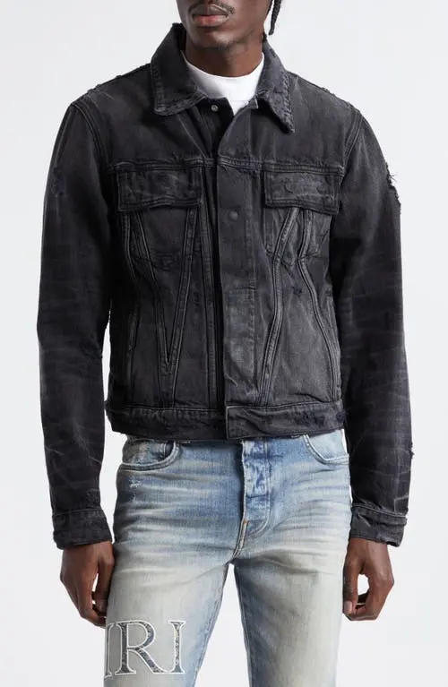Amiri Distressed Denim Trucker Jacket