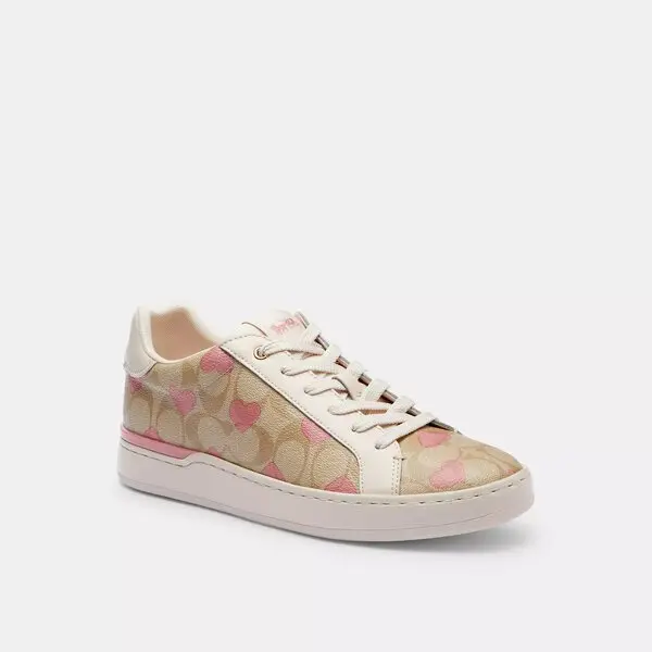 Buy COACH OUTLET Clip Low Top Sneaker In Signature Canvas With Hearts ...