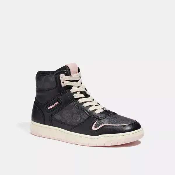 Buy COACH OUTLET High Top Sneaker In Signature Canvas - Black At 30% ...