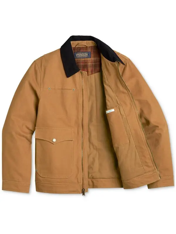 Buy Pendleton Canvas Corduroy Collar Trucker Jacket - Brown At 46% Off ...