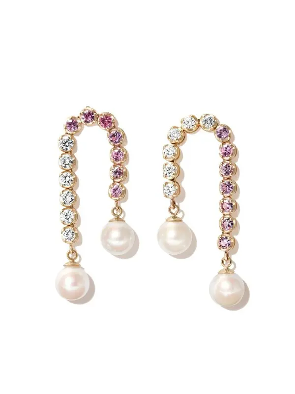 Mateo 14k Yellow Diamond And Sapphire Drop Earrings