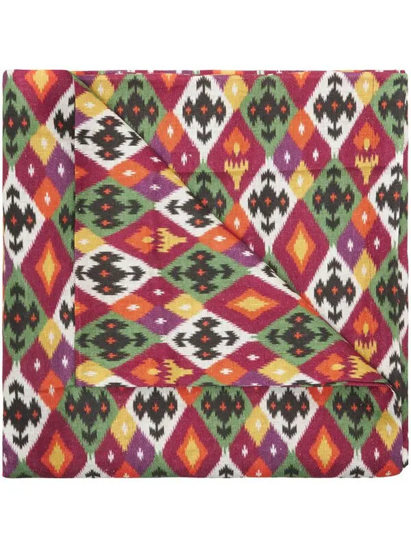 CABANA Diamond Ikat Linen Square Tablecloth