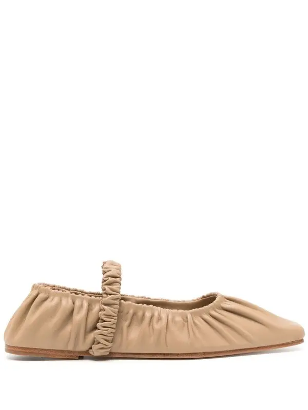 Studio Amelia Zadie Leather Ballerina Shoes - Neutrals