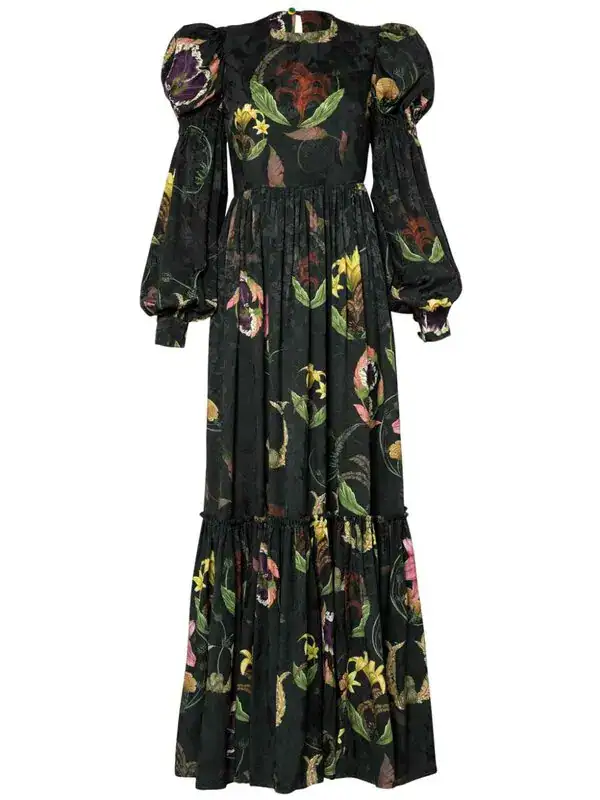 long spring floral dresses Women's Among the Wildflowers Beige Multi Floral Print Long Sleeve Maxi Dress | Size: L main image 0