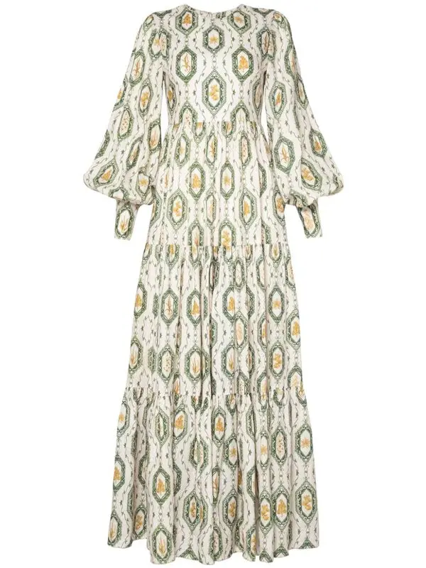 Agua Bendita Nuez Calado Maxi Dress