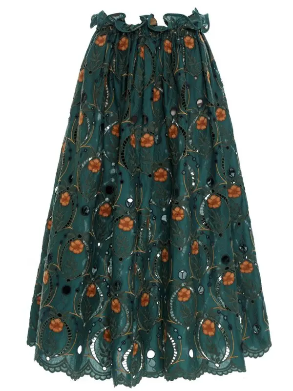 Agua Bendita Regina Embroidered Skirt