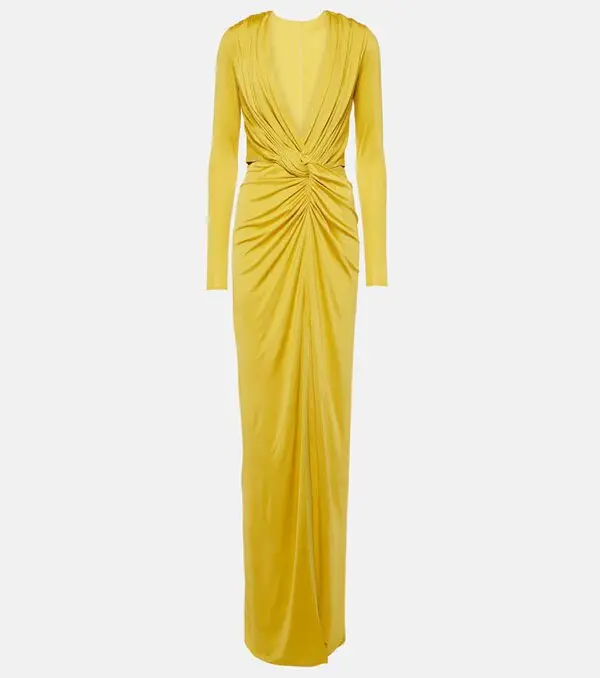 Costarellos Brienne Gathered Jersey Gown - Green