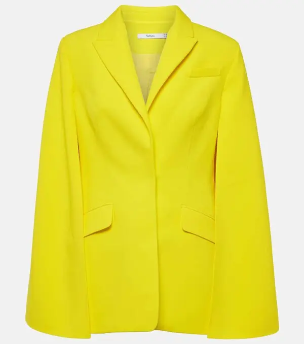 Safiyaa Hadley Caped Crêpe Blazer - Yellow