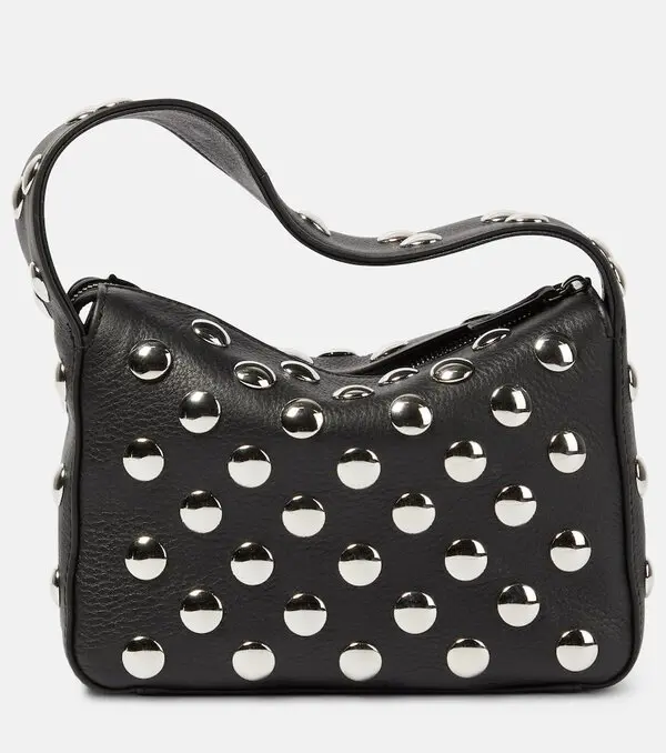 Khaite Elena Small Studded Leather Shoulder Bag - Black