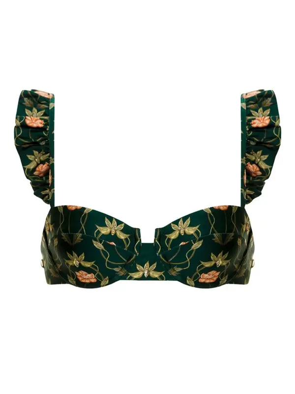 Agua Bendita Esotérico Floral Bikini Top - Green