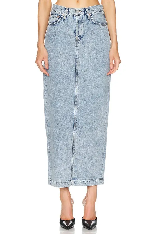 Wardrobe.NYC Column Denim Skirt - Blue