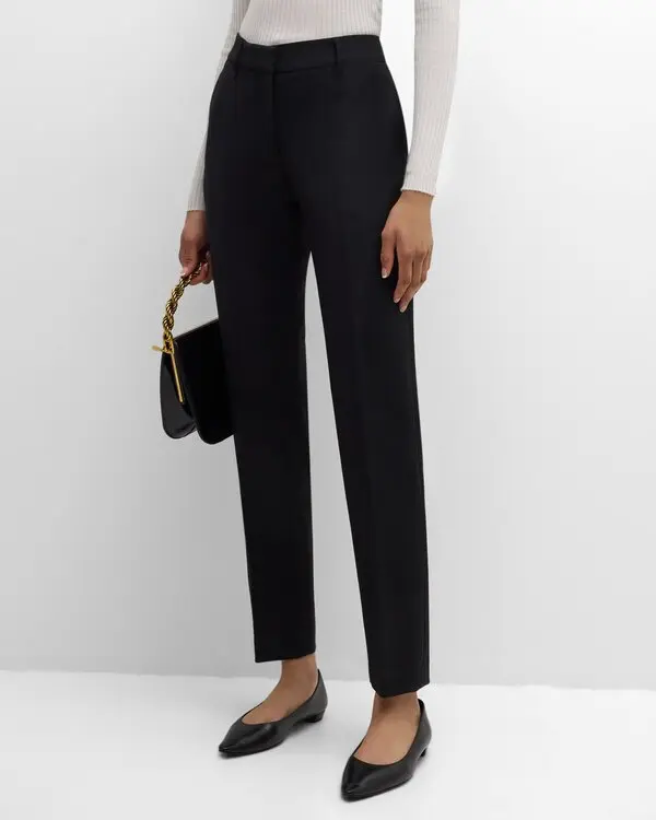 Gabriela Hearst Francisco Mid-rise Straight-leg Crepe Pants - Black