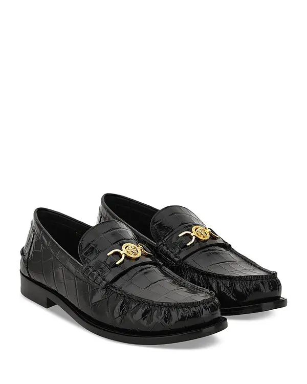 Versace Medusa '95 Croc Embossed Loafers - Black