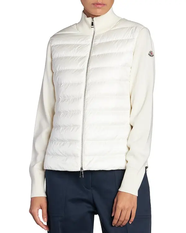 Moncler Quilted Wool Puffer Cardigan - White