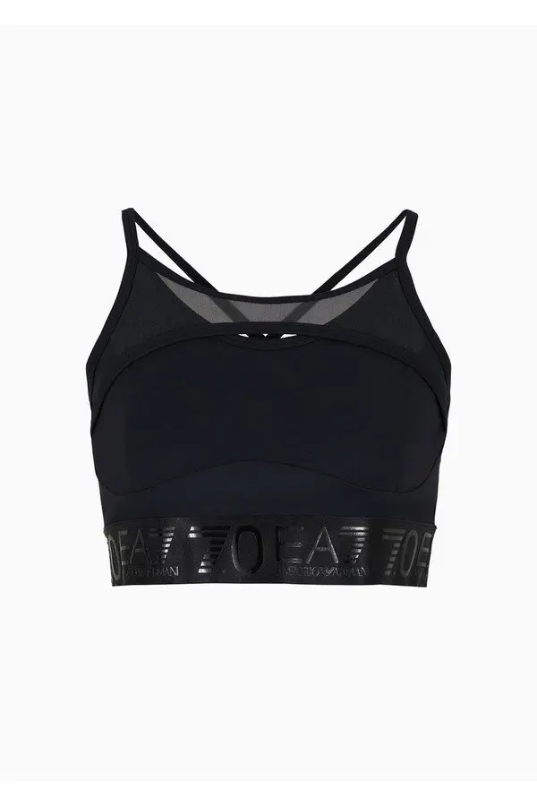 Emporio Armani Sport Bra In Stretch Nylon Jersey In Black 40