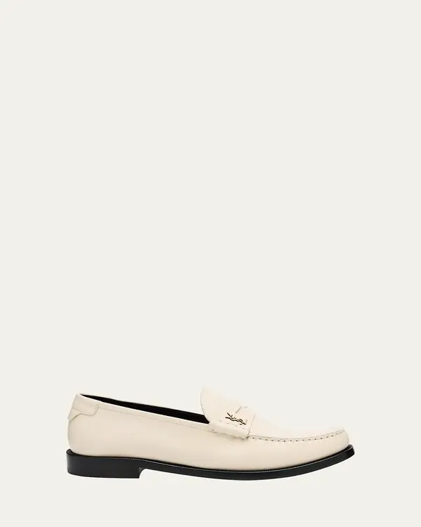Saint Laurent Le Leather Penny Loafers - White