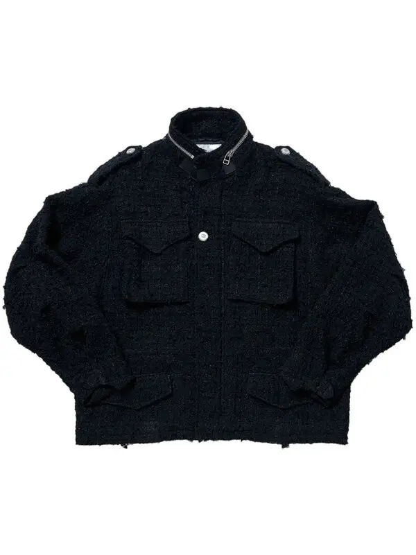 DOUBLET Raw-cut Tweed Military Jacket