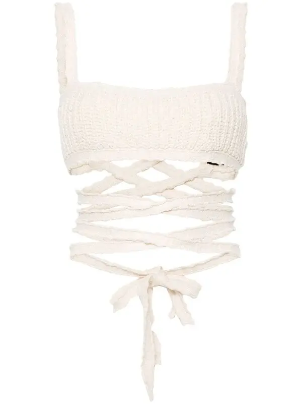 Alanui Lush Nature Cotton Top - Neutrals