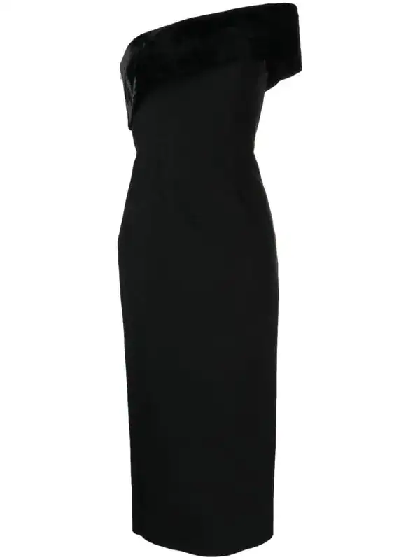 navy blue dress for baby girl ROLAND MOURET Draped cady midi dress main image 1