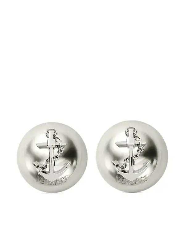 Versace Nautical Medusa Stud Earrings - Silver | Editorialist