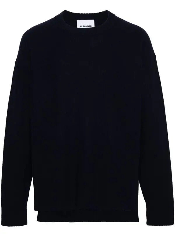 JIL SANDER Side-slit Wool Jumper - Blue