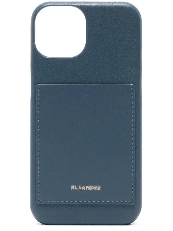 JIL SANDER 青 レザー ケース Jil Sander Logo-Stamp Leather Iphone 13 Pro Case - Blue
