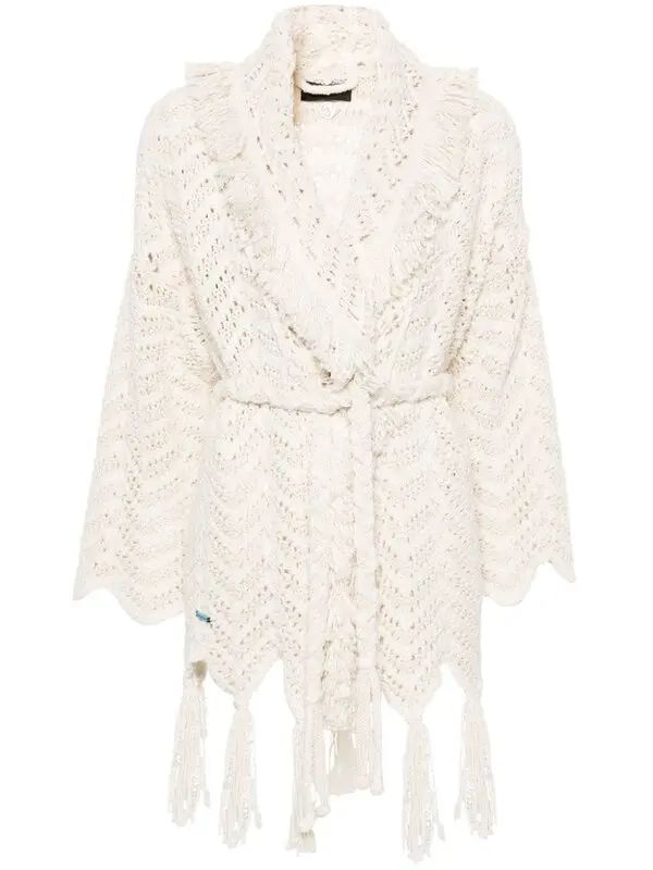 Alanui Chevron-knit Fringed Cardigan