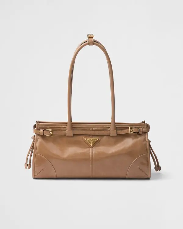 Prada Bonnie Medium Leather Handbag - Cameo