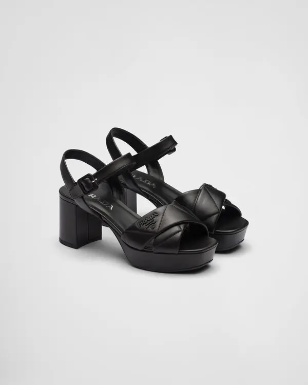 Prada Quilted Nappa Leather Platform Sandals
