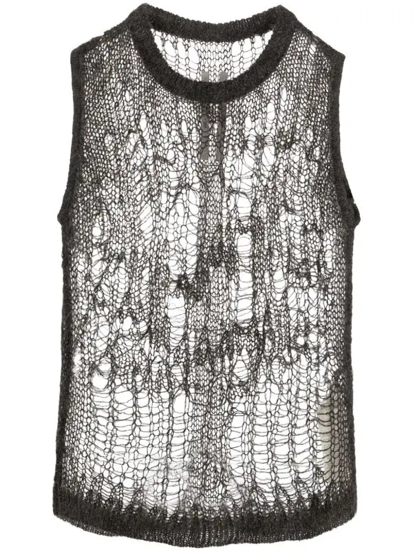 Rick Owens Open-knit Tank Top - Grey