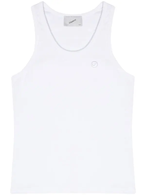 Coperni Logo-embroidered Cotton Top - White