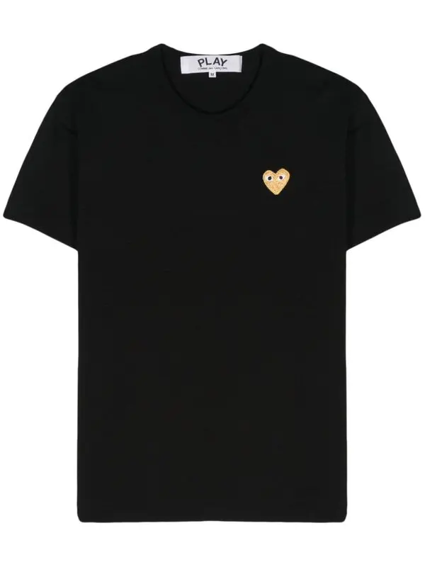 Play Comme Des Garcon Heart-patch Cotton T-shirt - Black