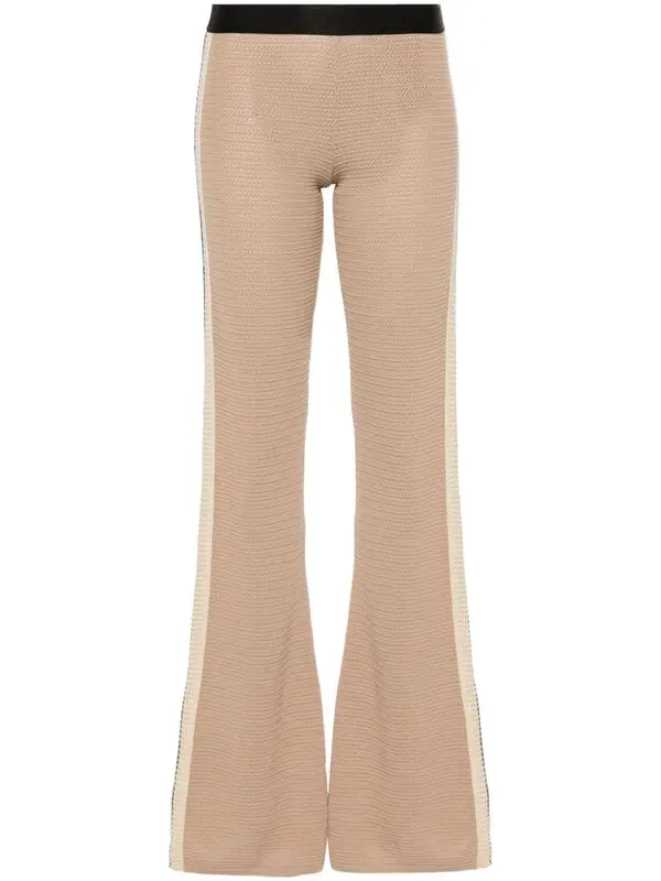 Palm Angels Logo-tape Knitted Flared Trousers - Brown