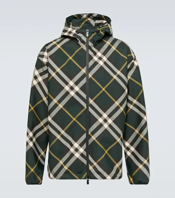 Burberry Check Windbreaker Jacket - Green