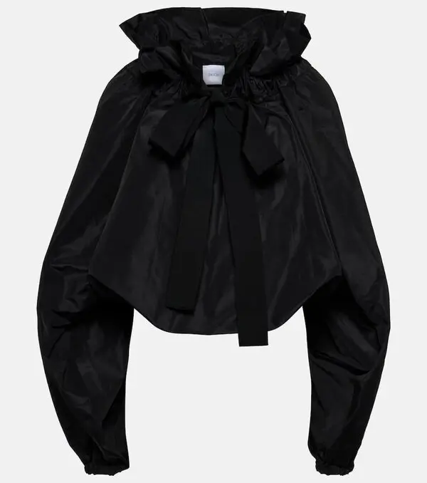 Patou Ruffled Off-shoulder Faille Crop Top - Black
