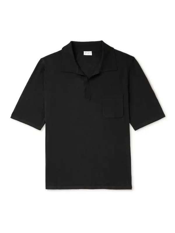 Saint Laurent Wool Polo Shirt - Black
