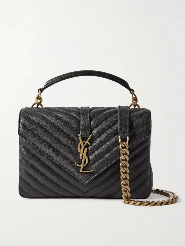 Saint Laurent College Medium Quilted Leather Tote - Black