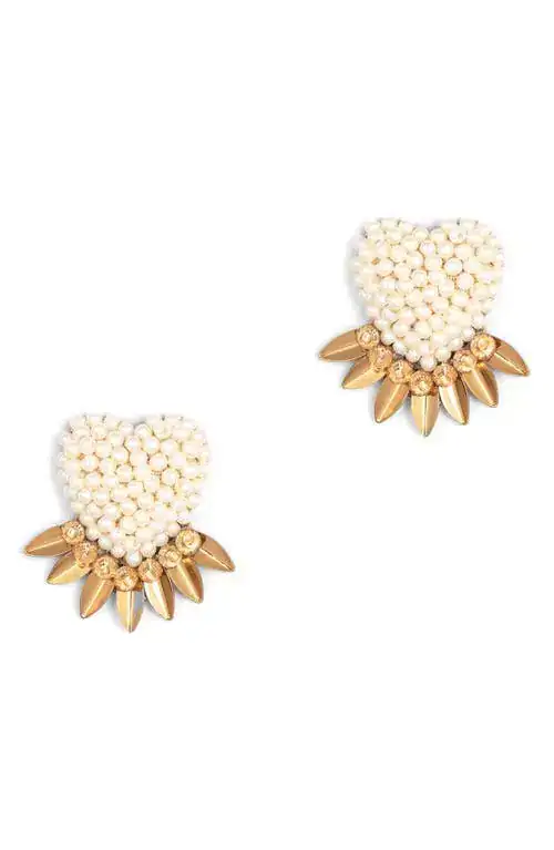 Deepa Gurnani Danni Heart Stud Earrings In Gold 40% Off
