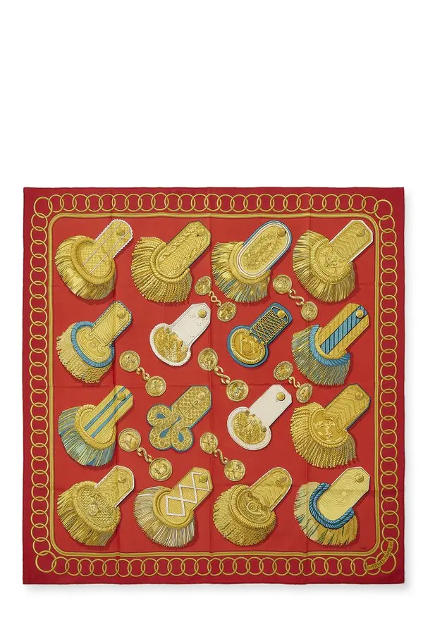 Hermès Multicolor 'epaulettes De Gala' Silk Scarf 90