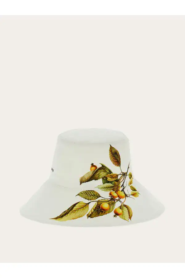 FERRAGAMO Persimmon Print Bucket Hat - White | Editorialist
