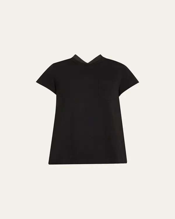 Sacai Pleated-back Knit Tee - Black