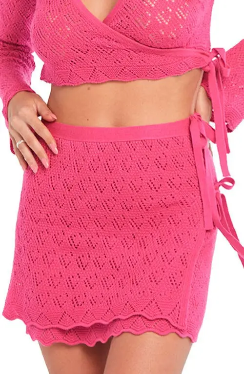 CAPITTANA Kaia Openwork Crochet Cover-up Miniskirt - Fuchsia