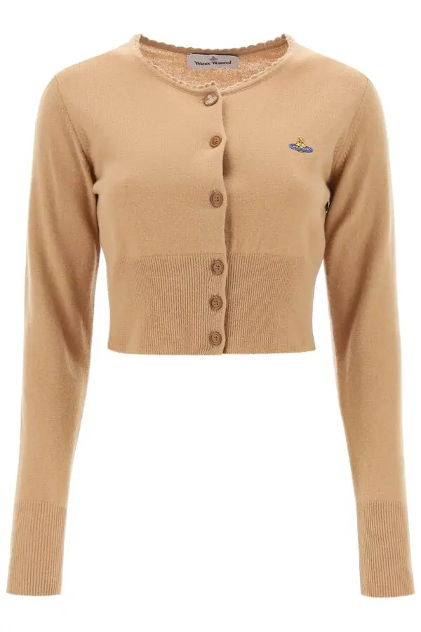 Vivienne Westwood Bea Cropped Cardigan In Beige - 34% Off