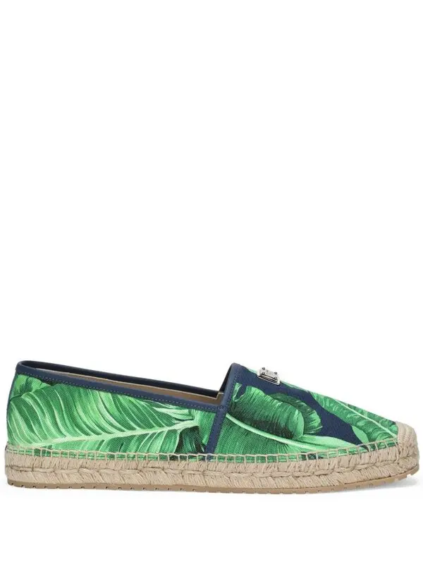 Dolce & Gabbana Leaf-print Canvas Espadrilles
