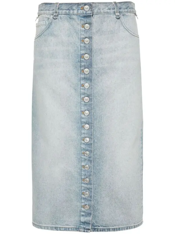 COURREGES D-rings Denim Midi Skirt - Blue