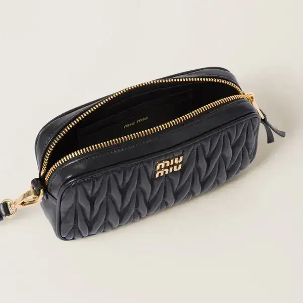 Miu Miu Matelassé Nappa Leather Pouch - Black | Editorialist