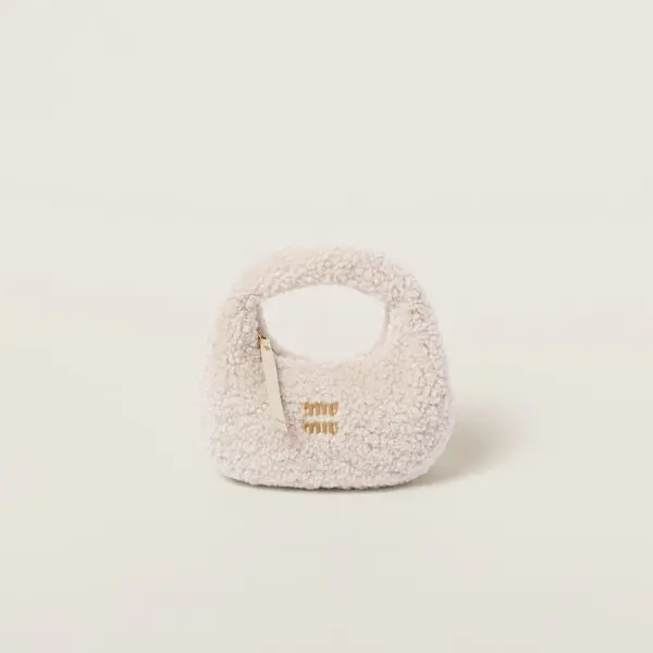 Miu Miu Shearling Hobo Bag - Ivory