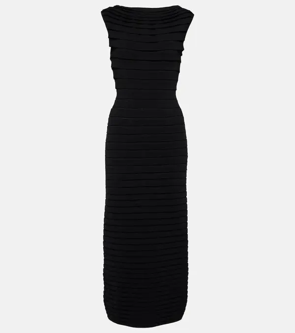 Alaïa Striped Midi Dress - Black