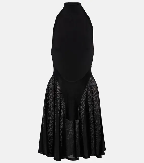 Alaïa Jersey And Mesh Minidress - Black