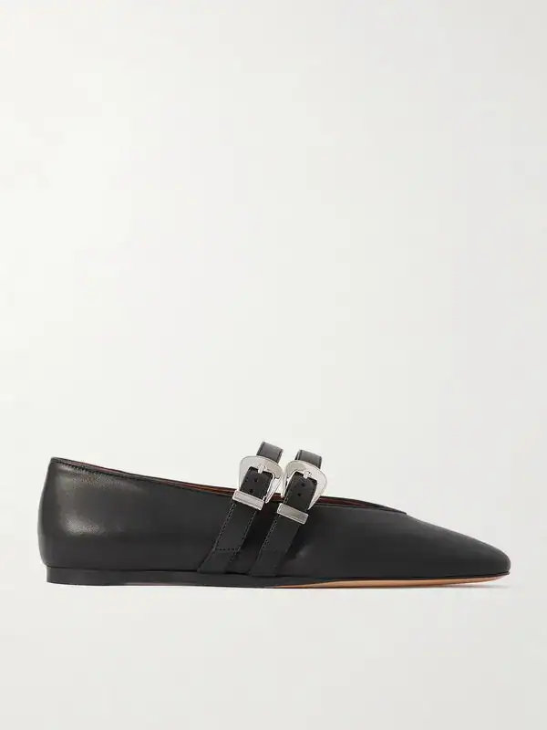 Le Monde Beryl Claudia Leather Mary-Jane Ballet Flats Black